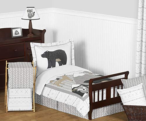 Sweet Jojo Designs Grey and White Boho Tribal Herringbone Arrow Baby Kid Clothes Laundry Hamper for Gray Woodland Forest Friends Collection