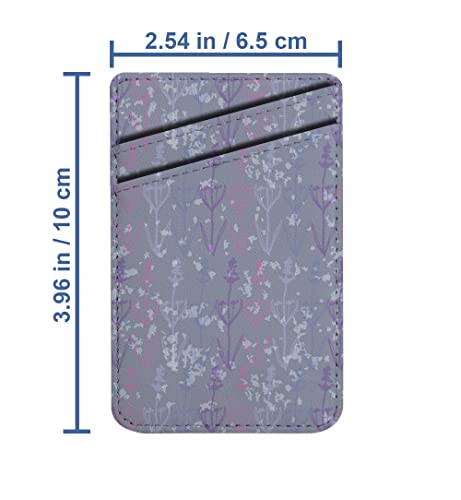 Diascia Pack of 2 - Cellphone Stick on Leather Cardholder ( Lavender Flowers Pastel Pattern Pattern ) ID Credit Card Pouch Wallet Pocket Sleeve
