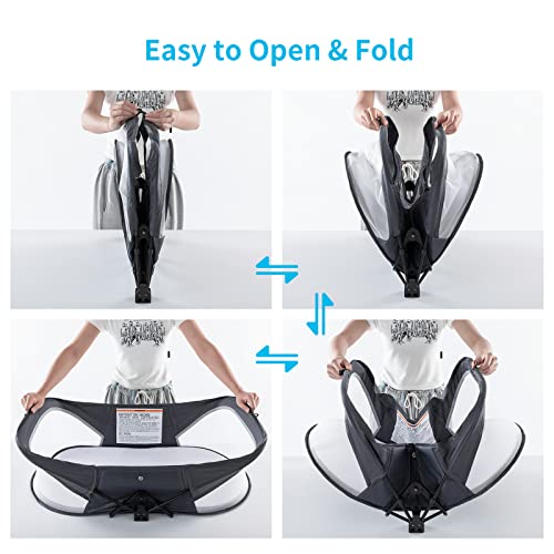 Sporary Travel Bassinet Portable Bassinet,Portable Travel Crib Infant Travel Bed with Mosquito Net and Canopy,Lightweight and Foldable