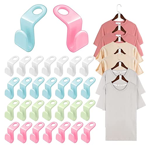 Clothes Hanger Connector Hooks, 60 Pcs Space Saving Cascading Clothes Hangers Extender Assist Hooks for Clothes Organizer for Closet