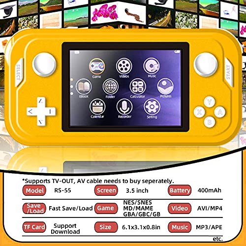 Handheld Game Console 3.5inch Mini Retro Gaming Player 700 Classic Games Preinstalled IPS Screen Rechargeable Game Consoles Box for Kids Boys Children(Yellow)