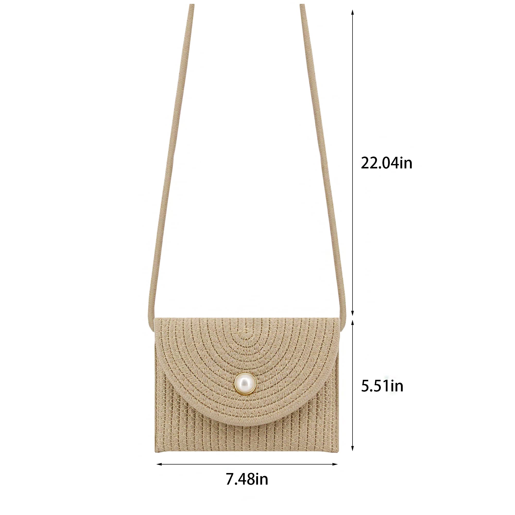 jascaela Women's Straw Woven Crossbody Bag Summer Beach Clutch Purse - Khaki