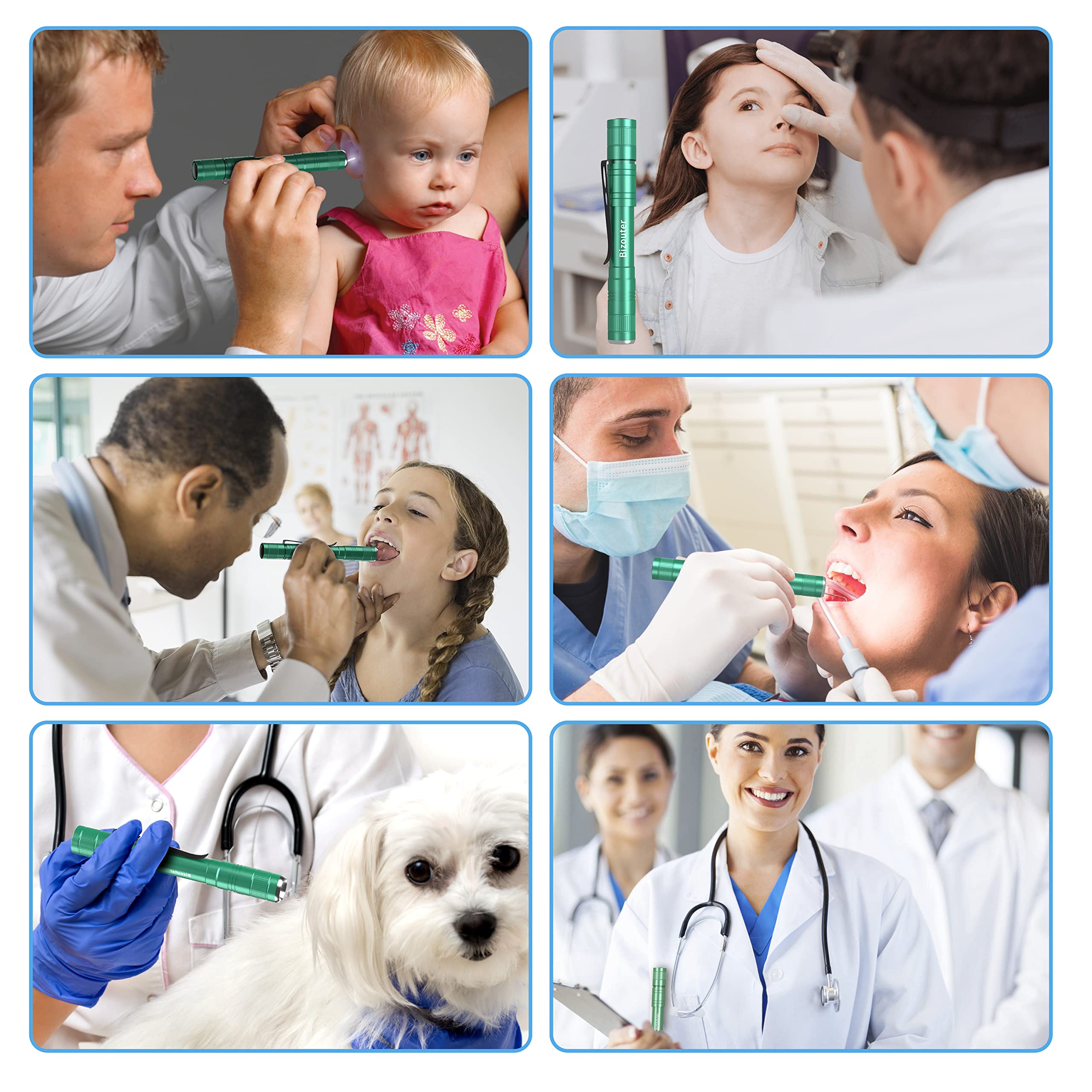 BIZOUTER Pen Lights for Nurses Doctors Check Pupil Response Ear Nose Throat, Dual Beam LED Medical Penlights for Nurses, Nursing Student Pupil Penlight Rechargeable
