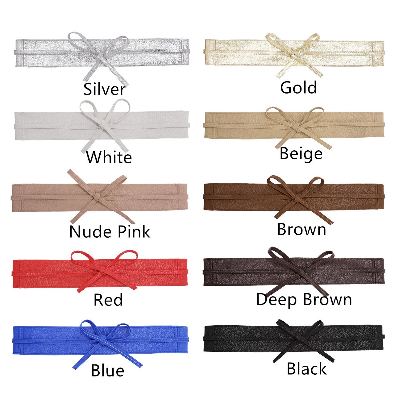 Ayliss Women Soft Leather Obi Belt Self Tie Wrap Cinch Belt,Black
