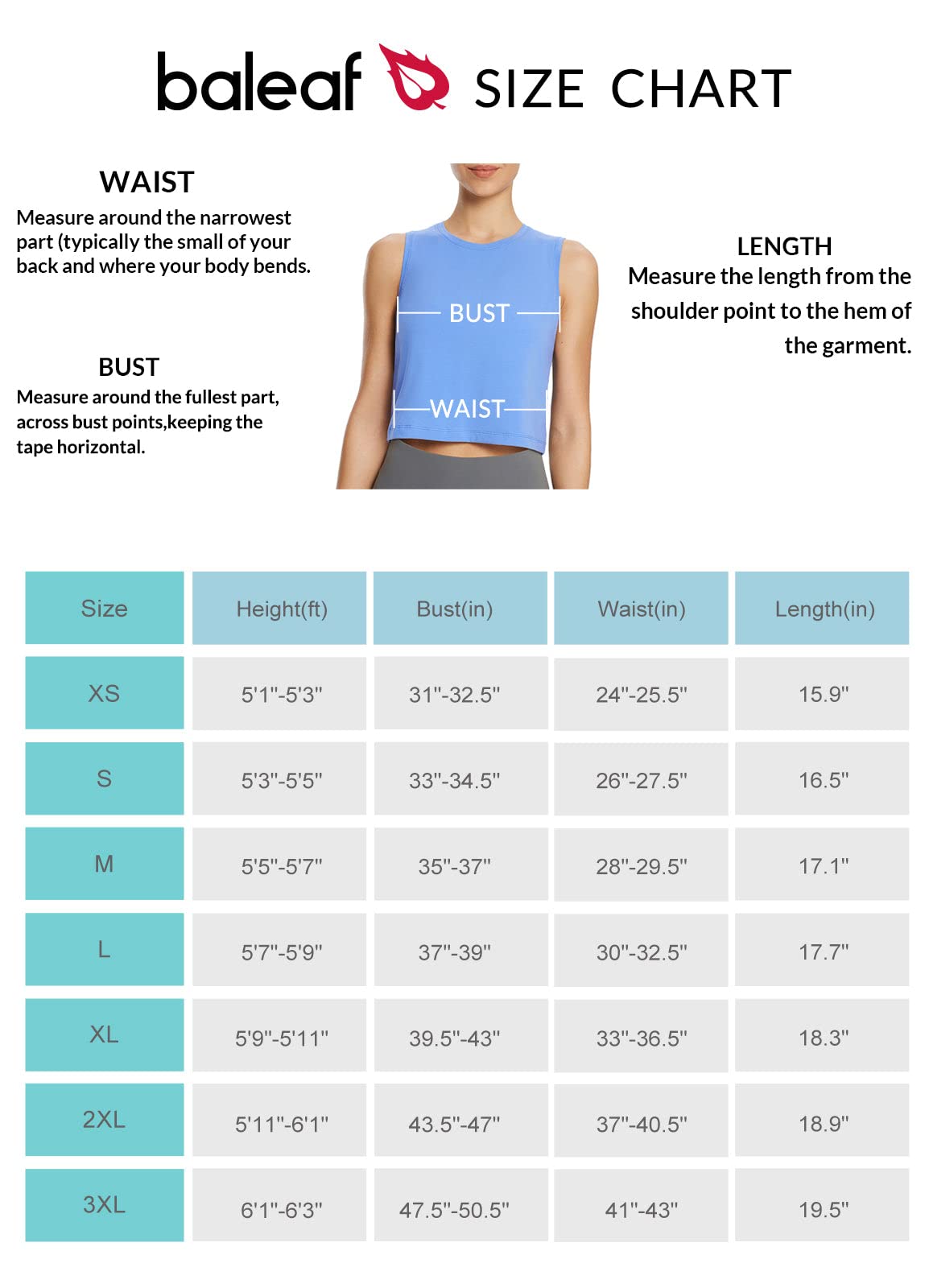 BALEAF Women's Workout Crop Tank Tops Pima Cotton Muscle Tank Sleeveless Tops Athletic Running Shirts Light Blue L