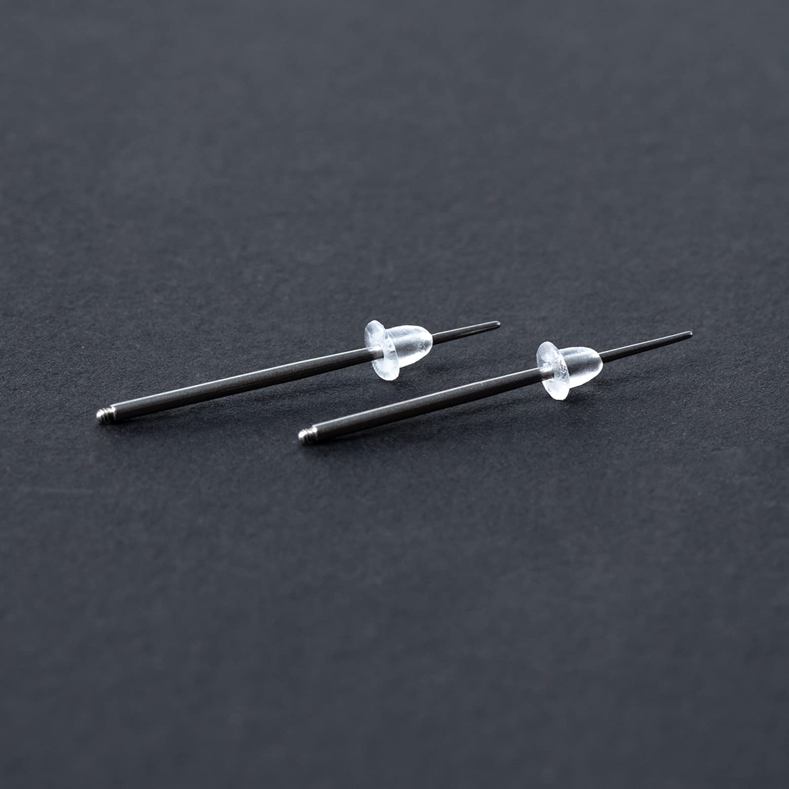 CABBE KALLO Piercing Taper Insertion Pin with Silicone Earring Backs, Push in Body Piercing Stretching Kit Assistant Tool for Nose/Ear/Navel/Lip/Eyebrow (2PC Titanium Internal Thread 14G)