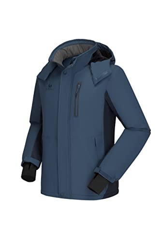 GOLDEN CAMEL Men's Winter Ski Jacket Mountain Snow Coats Waterproof Detachable Hood Windproof Fleece Rain Jackets