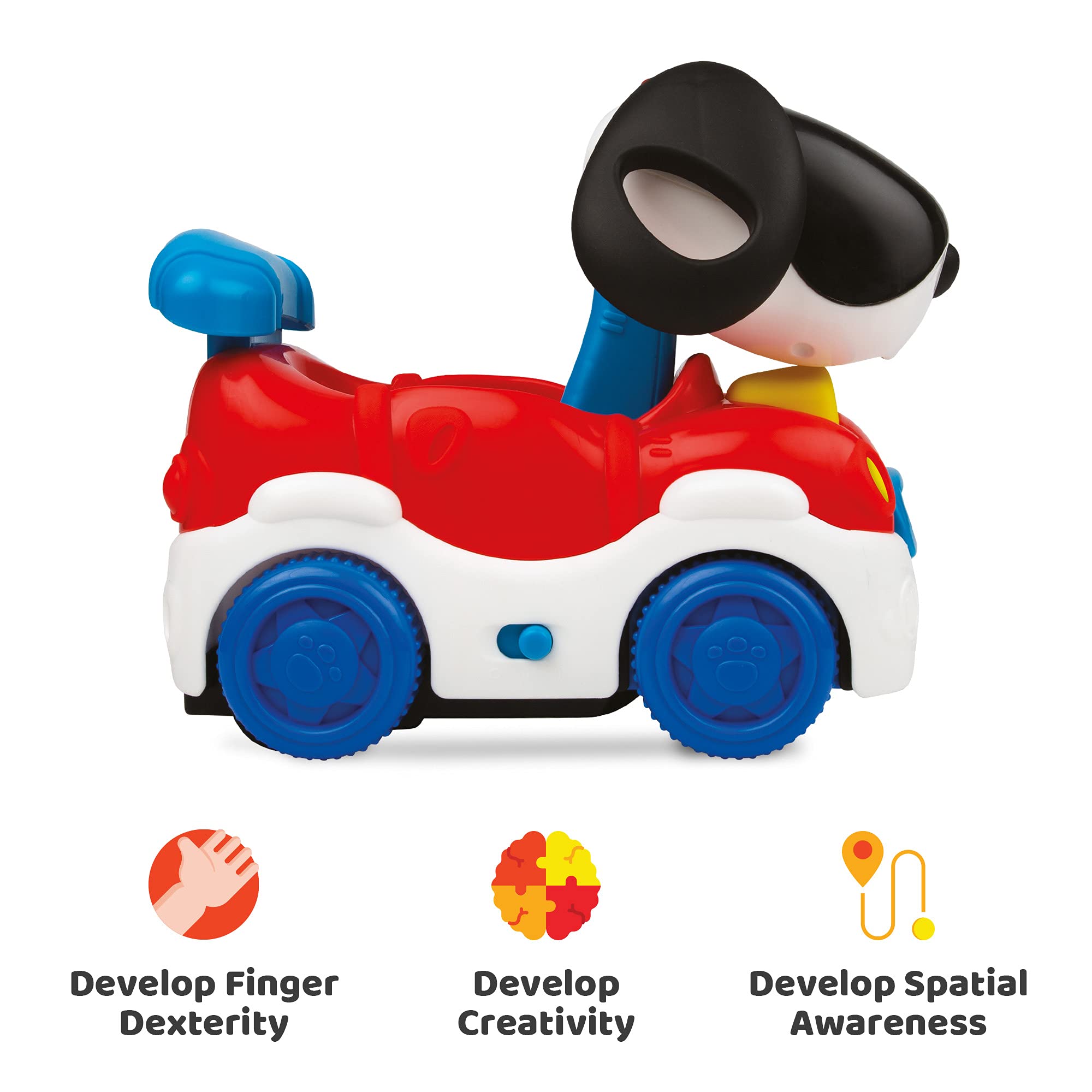 Kiddolab Remote Control Car for Toddlers & Dog Interactive Toy with Straight Driving Car Mode, Wobbling Doggy Mode - Fun Musical Toys with Lighted Eyes for Boys & Girls 18 Months Old & Above