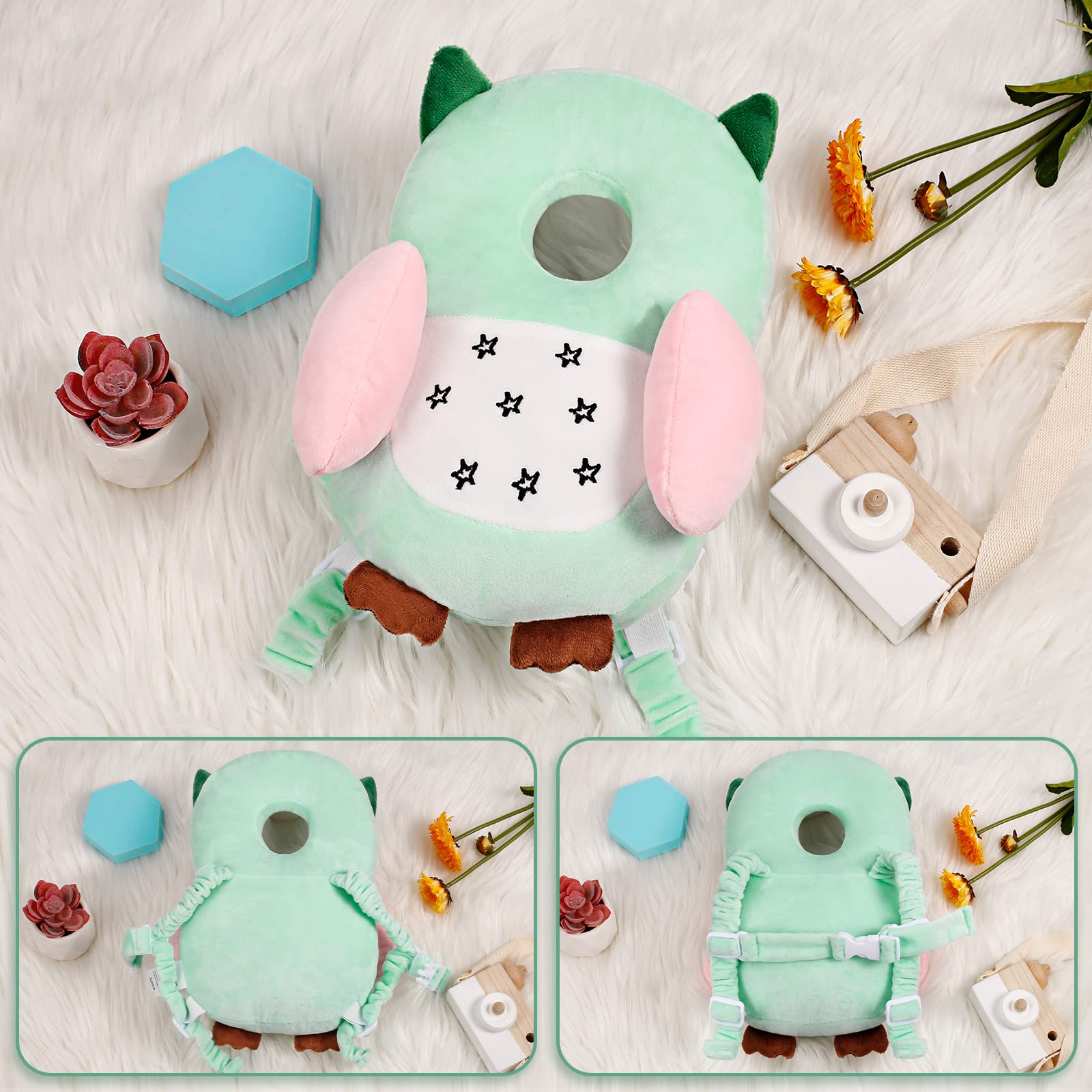Baby Walkers Protective Toddler Adjustable Baby Head Protection Safety Pad Backpack Wear for Crawling SH-bp-owl_US