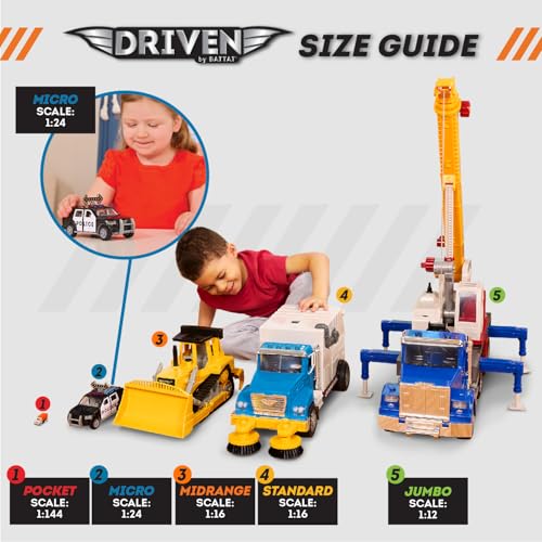 DRIVEN by Battat β Micro Crane Truck β Toy Crane Truck with Lights, Sounds and Movable Parts for Kids Age 3+ , Yellow