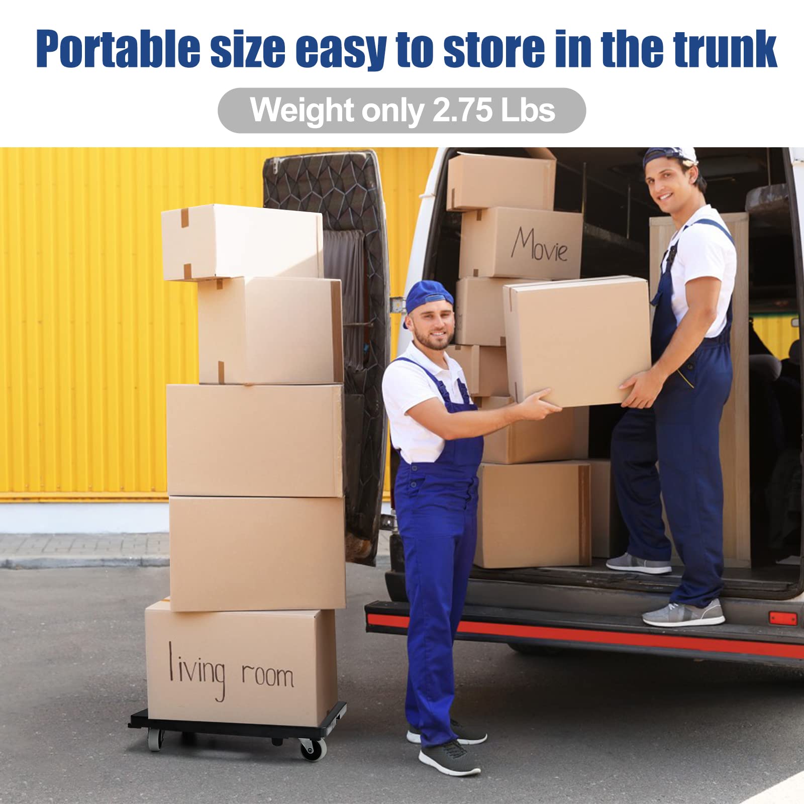BSTCYZL Furniture Movers with Wheels, Portable Moving Rollers Leg Dollies for Heavy Furniture, 4 Wheels Small Flat Dolly, 440 Lbs Capacity, 2 Pack, Black