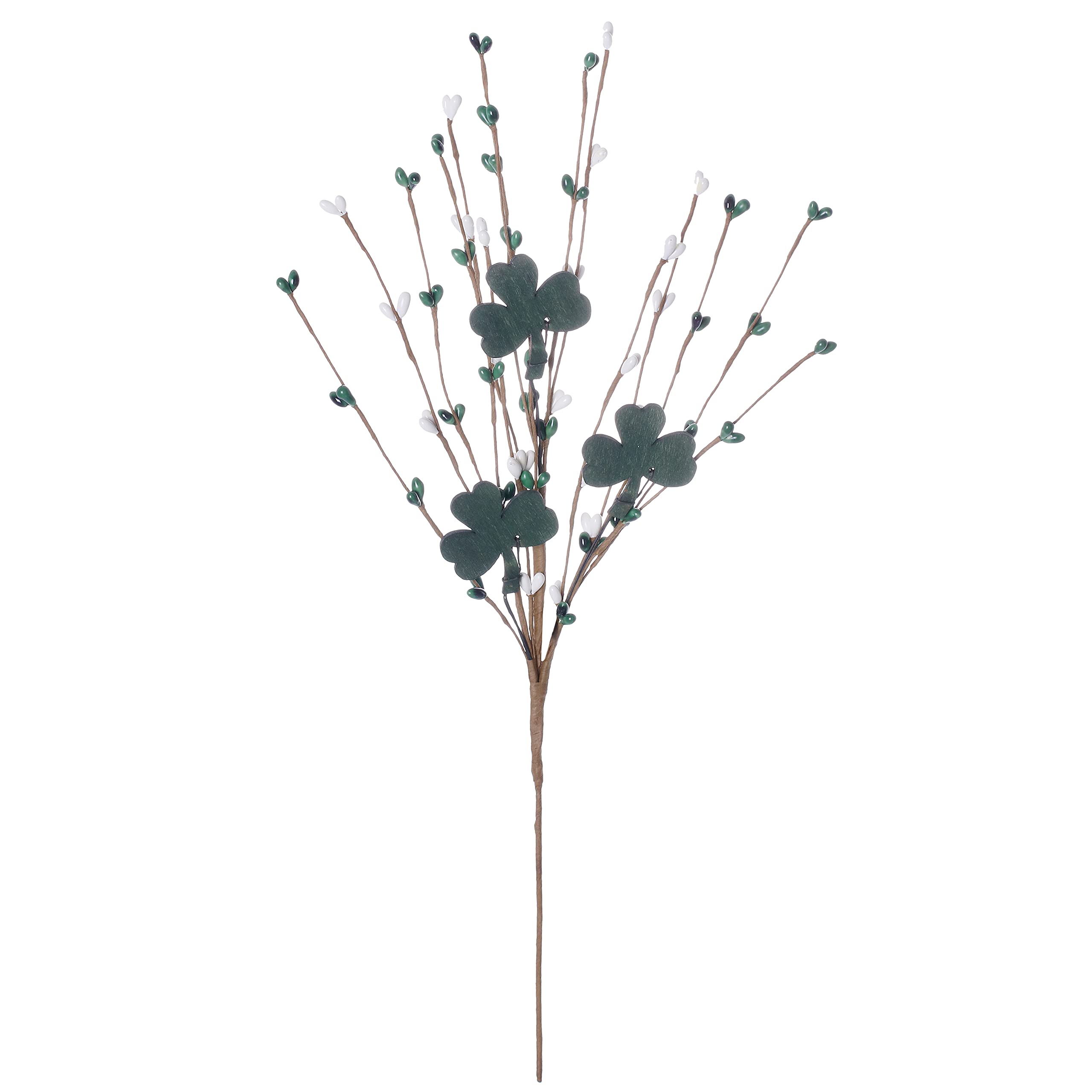 DIYFLORU 6 Pack St Patrick’s Day Picks,Green Shamrock and Berry Stems St Patrick’s Day Decorations Clover Berry Branches for St Patrick’s Day Decor