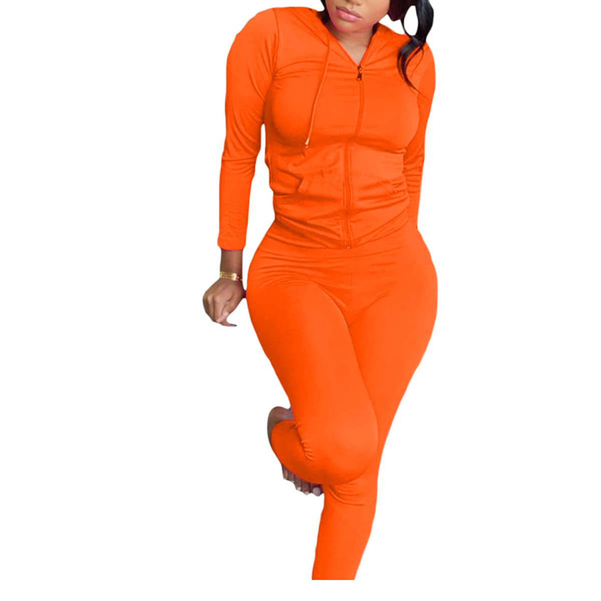 Azhong Womens Casual 2 Piece Outfits Tracksuit Long Sleeve Zip Top Jacket and Pants Tracksuit Sets