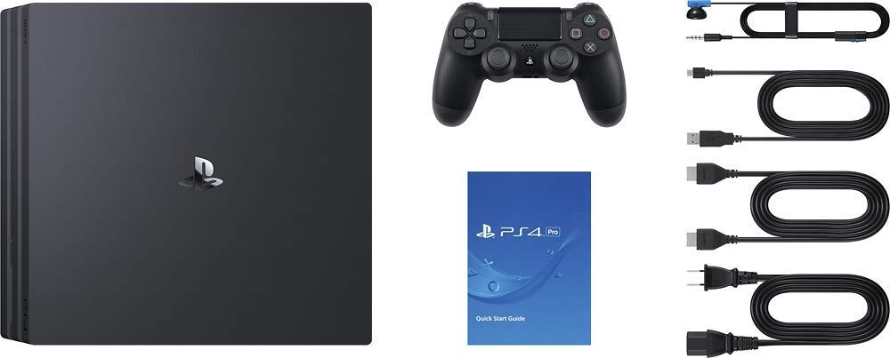 Playstation 4 Pro 2TB SSHD Console with Dualshock 4 Wireless Controller Bundle, 4K HDR, Playstation Pro Enhanced with Solid State Hybrid Drive (Renewed)