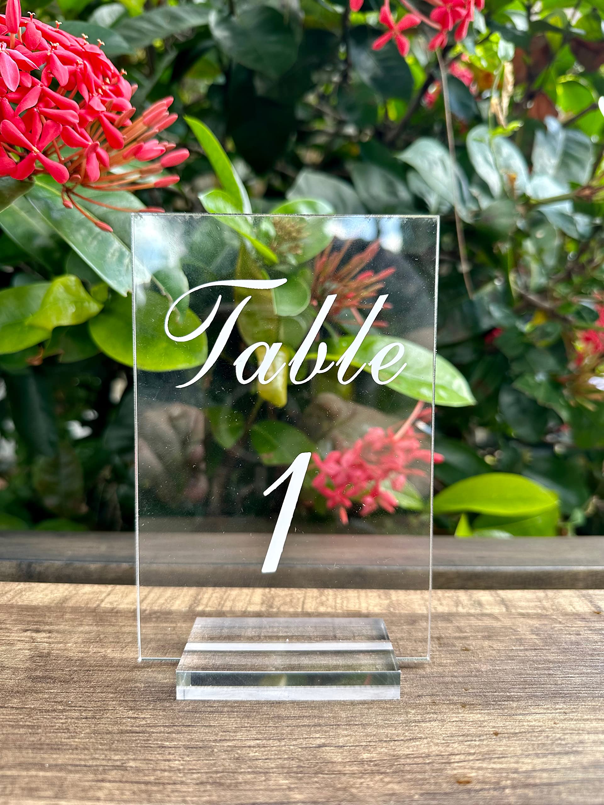 Elegant Acrylic Table Numbers for Wedding Reception - Set of 20 Table Numbers 1-20 +1 Personalized Table Sign - Modern and Clear Design for Easy Visibility