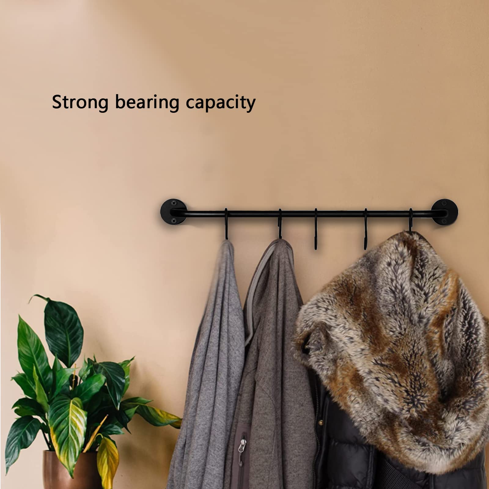 RETOONGKING Coffee Mug Holder Wall Mounted,1PC Coffee Cup Holder Coffee Mug Rack for Wall Black Metal Rod with 5 Removable Hooks,Organize Cooking Utensils or Mugs for Kitchen Restaurant Bar (1)