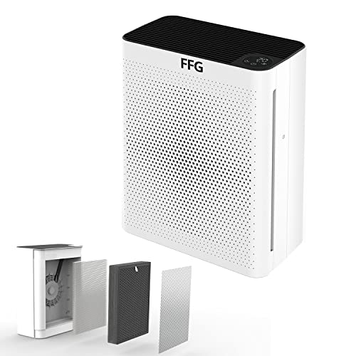 FFG HEPA Air Purifiers for Home, H13 True HEPA Filter for Home Large Room, Air Cleaner with 3 Speeds, Timers, Change Filter Reminder, Air Quality Indicator Light, Quiet Air Purifiers for Bedroom