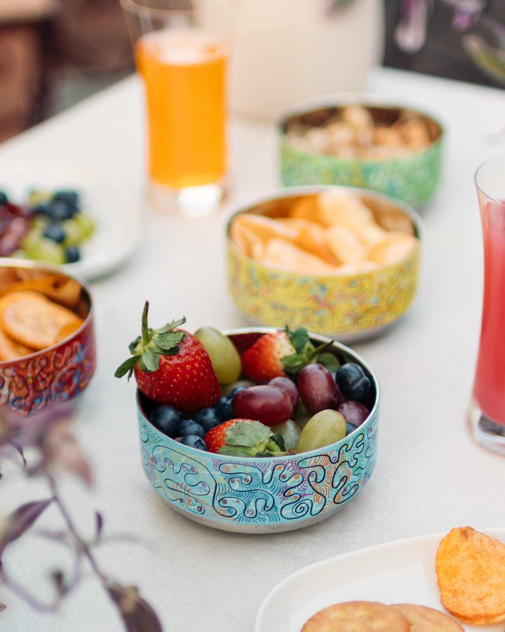 Boutiques Deco – 11 Oz Colorful Small Appetizer Crafted Bowls, for Snacks, Dips, Desserts, Ice Cream, Side Dishes, made of Stainless Steel with Double Wall Insulation – 4 Pack