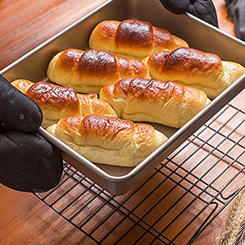 Dicunoy Set of 3 Baking Pans Set, Nonstick Rectangle Cake Baking Sheet for Oven, Bakeware Bread Pans, Heavy Duty Carbon Steel Bread Tray, Bake Mold Turkey Roasting Pan, 8,10,12 inch