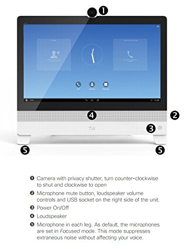 Cisco DX80 CP-DX80-K9= 23-inch 1080p Touchscreen Desktop Collaboration Experience (Video Conferencing, VoIP Phone, Requires Existing Cisco UCM License, Android OS)