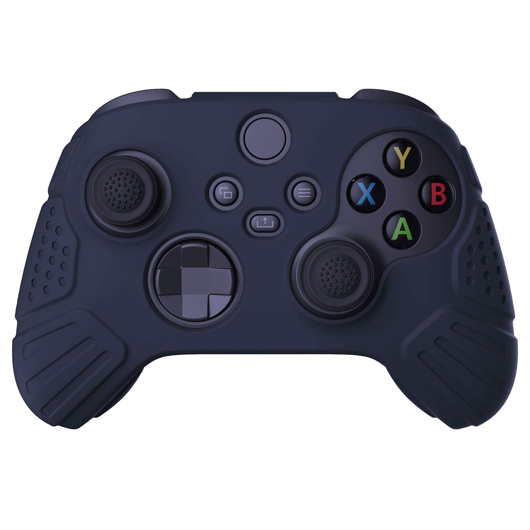 PlayVital Guardian Edition Black Ergonomic Soft Anti-Slip Controller Silicone Case Cover, Rubber Protector Skins with Black Joystick Caps for Xbox Series S and Xbox Series X Controller