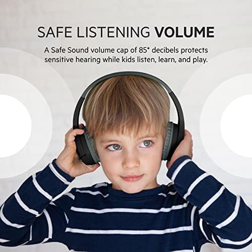 Belkin SoundForm Mini - Wireless Bluetooth Headphones for Kids with 30H Battery Life, 85dB Safe Volume Limit, Built-in Microphone - Kids On-Ear Earphones for iPhone, iPad, Fire Tablet & More - Black