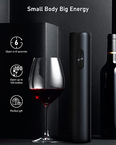 SENZER Electric Wine Opener Battery Operated Bottle Openers Reusable Wine Corkscrew for Kitchen Home Bar Restaurant - Black