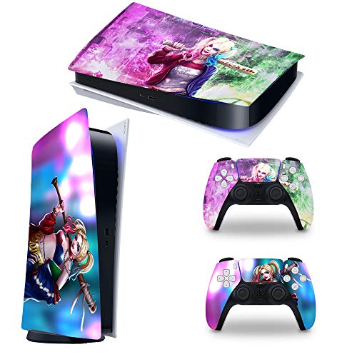 Beauty Crazy Girl - PS5 Standard Edition Skin Console and 2 Controller, Vinyl Decal Sticker Full Cover Protective
