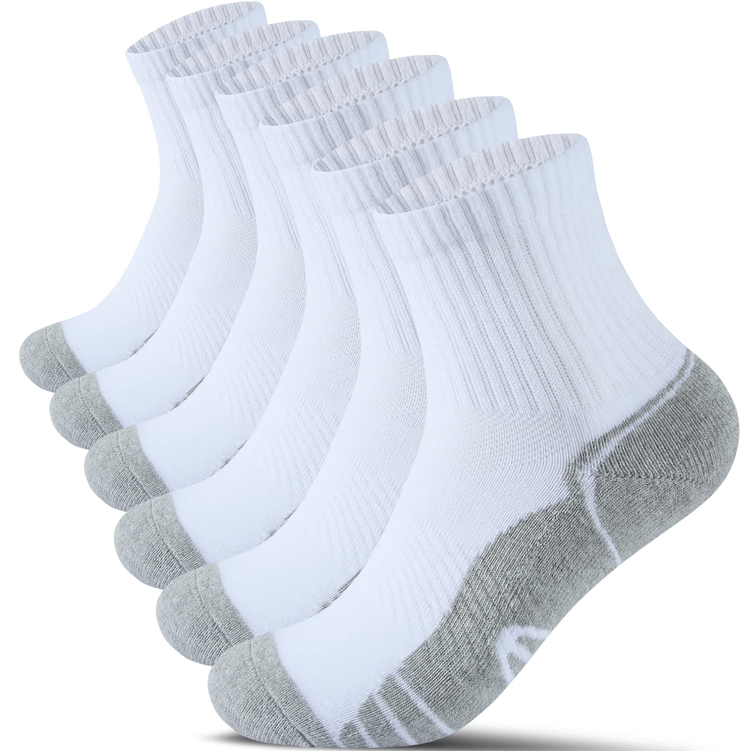 Begrily Cotton Quarter Athletic Socks for Men, Performance Cushioned Mens Ankle Sock 6-Pack