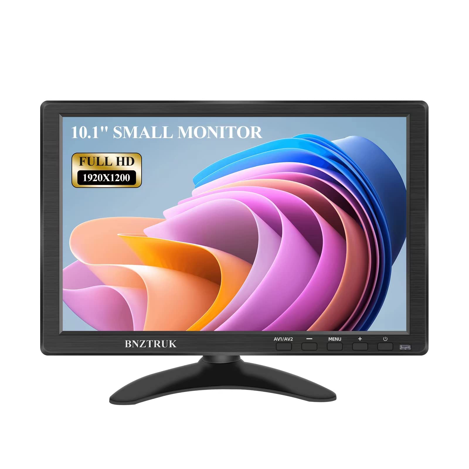 Bnztruk 10.1 inch Small HDMI Monitor Full HD 1920x1200 IPS Screen Portable Externer Display with Port HDMI VGA BNC AV & USB Audio Video Display for Raspberry Pi Laptop Computer PS3 PS4 Xbox