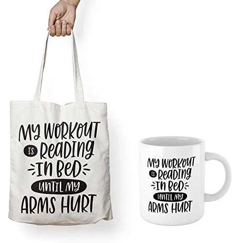 MY WORKOUT IS READING IN BED - Book Lovers Canvas Tote Bag- Ideal Book Related Gift! Literary Readers Gift for your favorite bookworm, friend β man or woman!