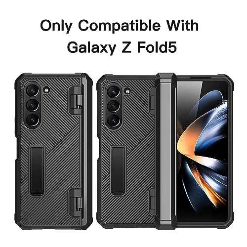 Hoerrye ππ©π π«ππππ for Samsung Galaxy Z Fold 5 Case with Screen Protector & Kickstand Hinge Protection 360 Military Grade Full Body Phone Cover for Z Fold 5 2023 (Black)