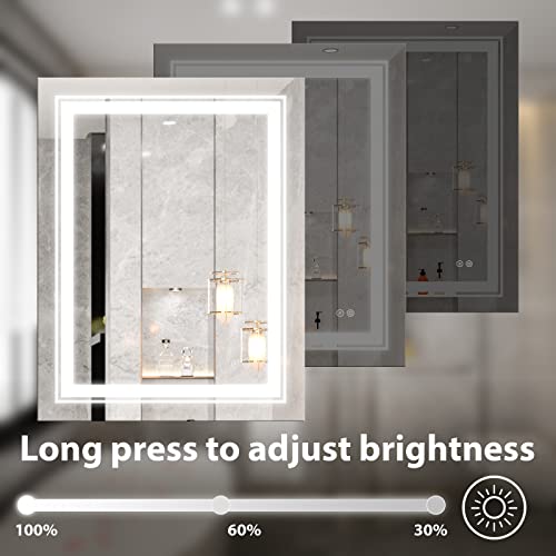 JSneijder 28x36 led Bathroom Mirror,led Mirror with Lights,Dimmable Anti-Fog Mirror