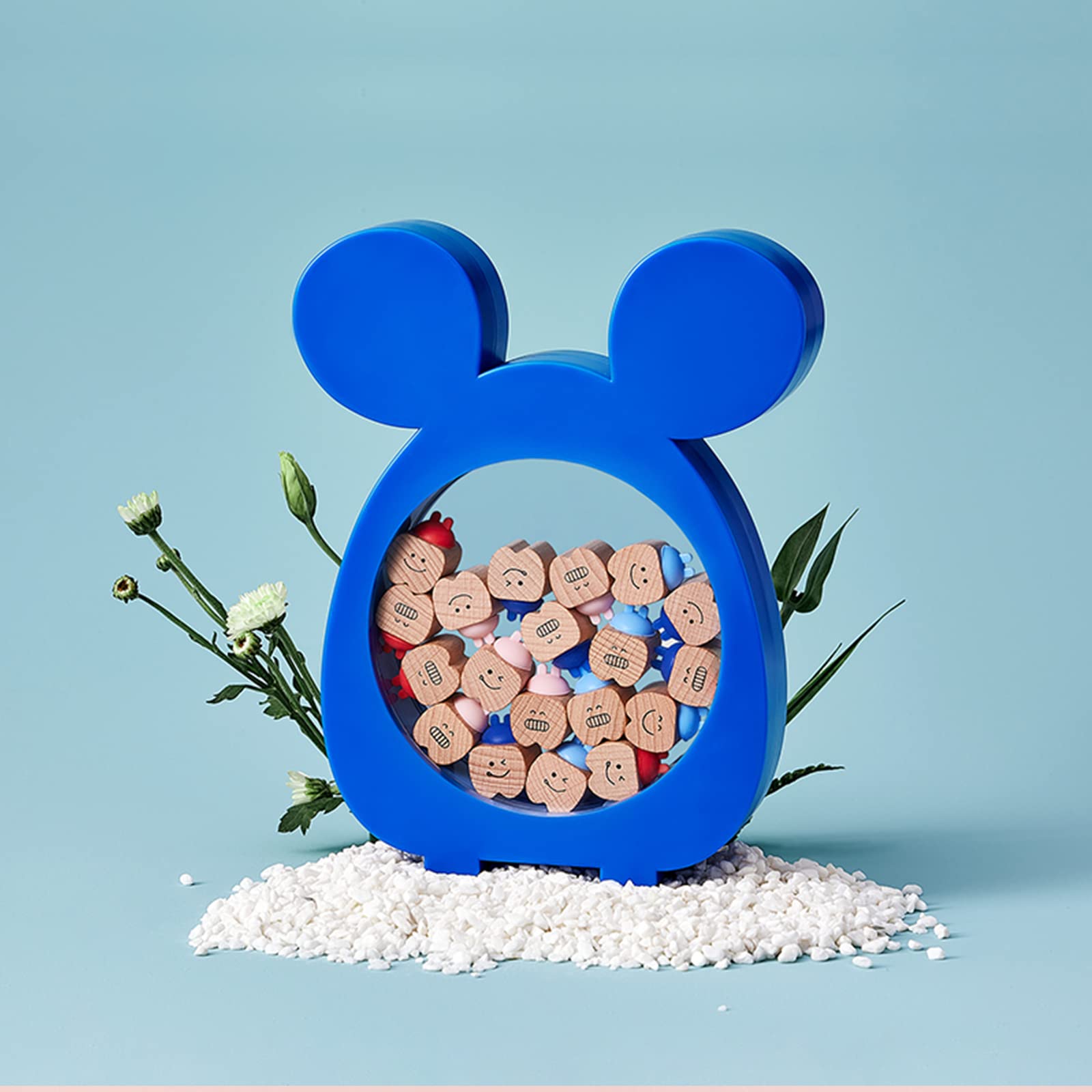 Ghims Tooth Fairy Box for Kids, Baby Tooth Keepsake Box, Tooth Holder Box for Boys and Girls, Baby Tooth Storage Organzier, Beech and Silicone Kids Tooth Convenient Storage Holder Gifts (Blue-Beech)