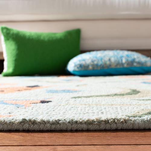 SAFAVIEH Blossom Collection 4' x 6' Sage / Multi BLM676A Handmade Premium Wool Area Rug