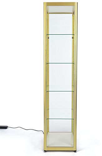 Displays2go Illuminated Tempered Glass Showcases – Gold (DCKDMT24G)