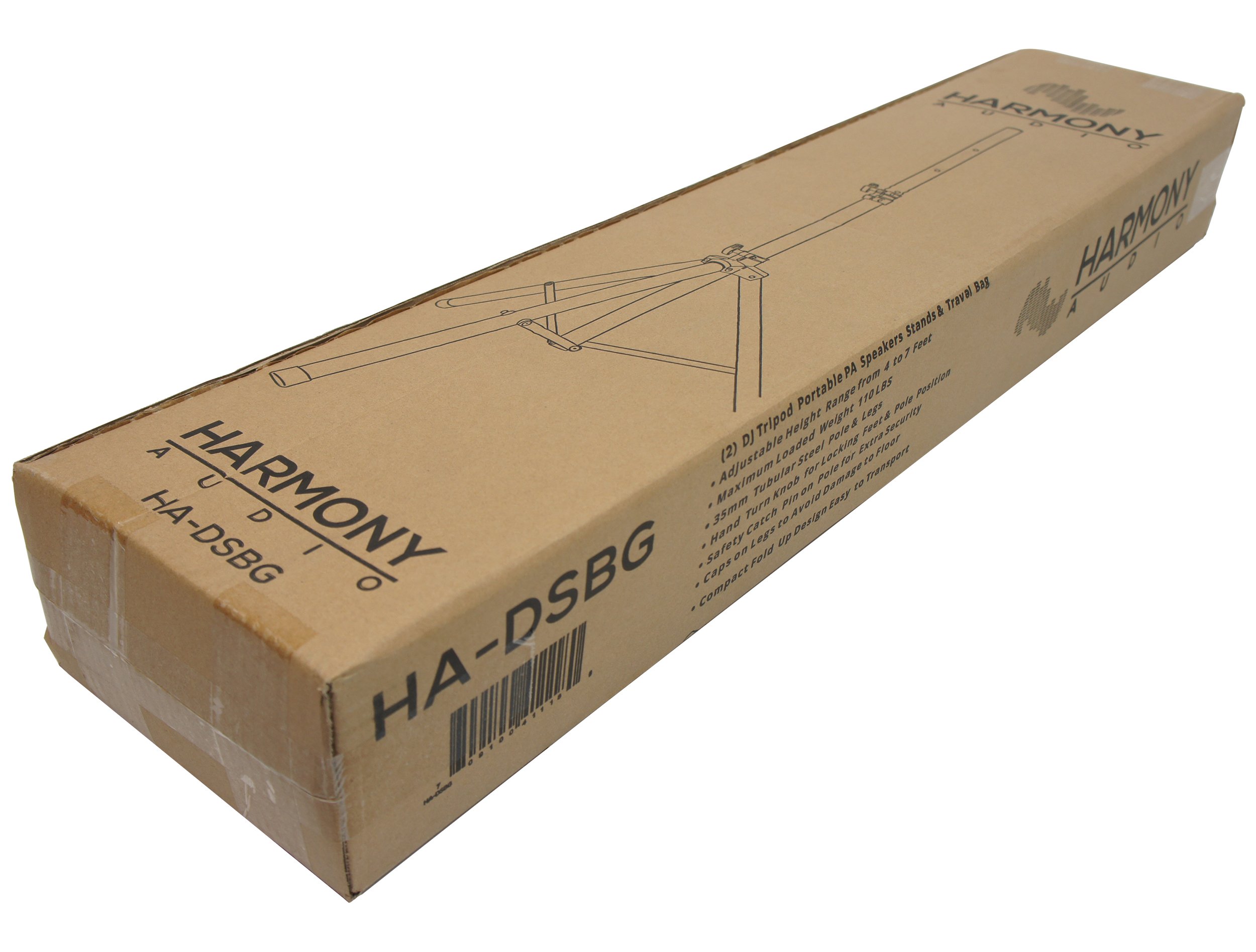 Harmony Audio HA-DSBG Pro Audio DJ (2) Portable Tripod Speaker Stand Pair & Transport Bag