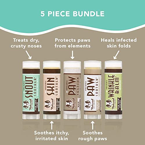 Natural Dog Company Powerhouse Bundle, Includes 5 Healing Balms that Relieve Skin Irritations, Cracked Paws and Dry Noses, Organic, All Natural Ingredients, 0.15oz Trial Sticks