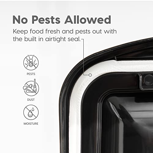 IRIS USA 10 Lbs / 12.75 Qt WeatherPro Airtight Pet Food Storage Container, for Dog Cat Bird and Other Pet Food Storage Bin, Keep Pests Out, Keep Fresh, Translucent Body, BPA Free, Clear/Black