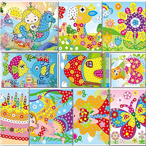 Lizipai Crystal Mosaic Sticker Painting Kids Children Kindergarten Educational DIY Crafts Toys -10 Different