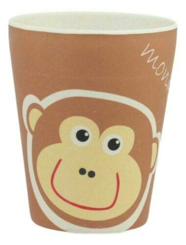 Ebros Whimsical 5 Piece Dinnerware Set for Kids Children Toddler Baby Made of No BPA Eco Friendly Organic Bamboo Fiber Fork Spoon Plate Bowl and Cup Essentials (Jungle George Monkey)