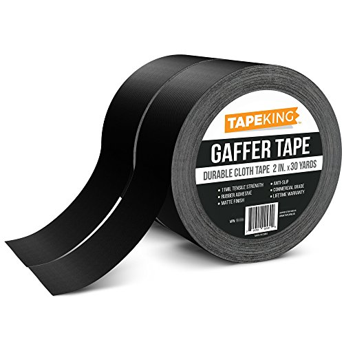 Tape King Gaffers Tape (2-Roll Pack) - 2ā W x 30 Yards Per Roll (180 ft) - Cloth Matte Black Backing - Rubber Adhesive Leaves No Residue - Secure Cords to Stages - Great for Concerts and Weddings