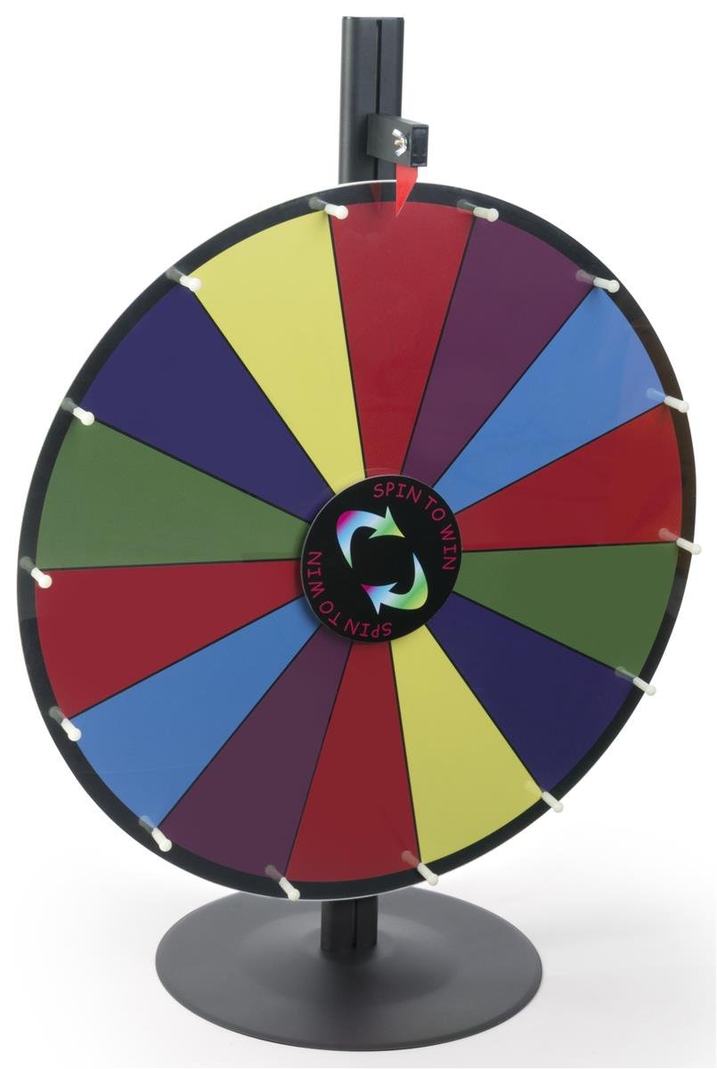 Displays2go Spinning Prize Wheel for Countertop, Plastic, Acrylic, PVC, Iron β Black (PWTABTOP24)