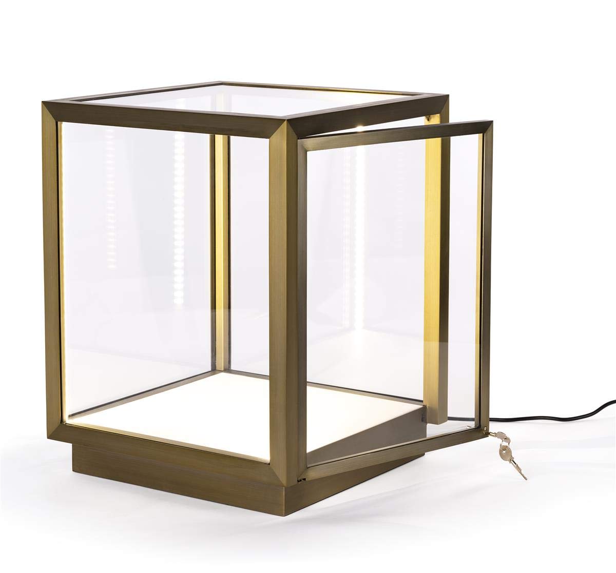 Displays2go Tabletop Glass Display Cases with LED Lighting β Bronze (DC1620SGSS)