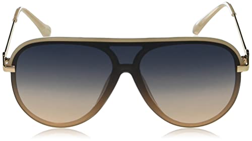 Jessica Simpson J5900 Aviator Shield Sunglasses with 100% UV Protection. Glam Gifts for Women, 140 mm, Nude & Rose Gold