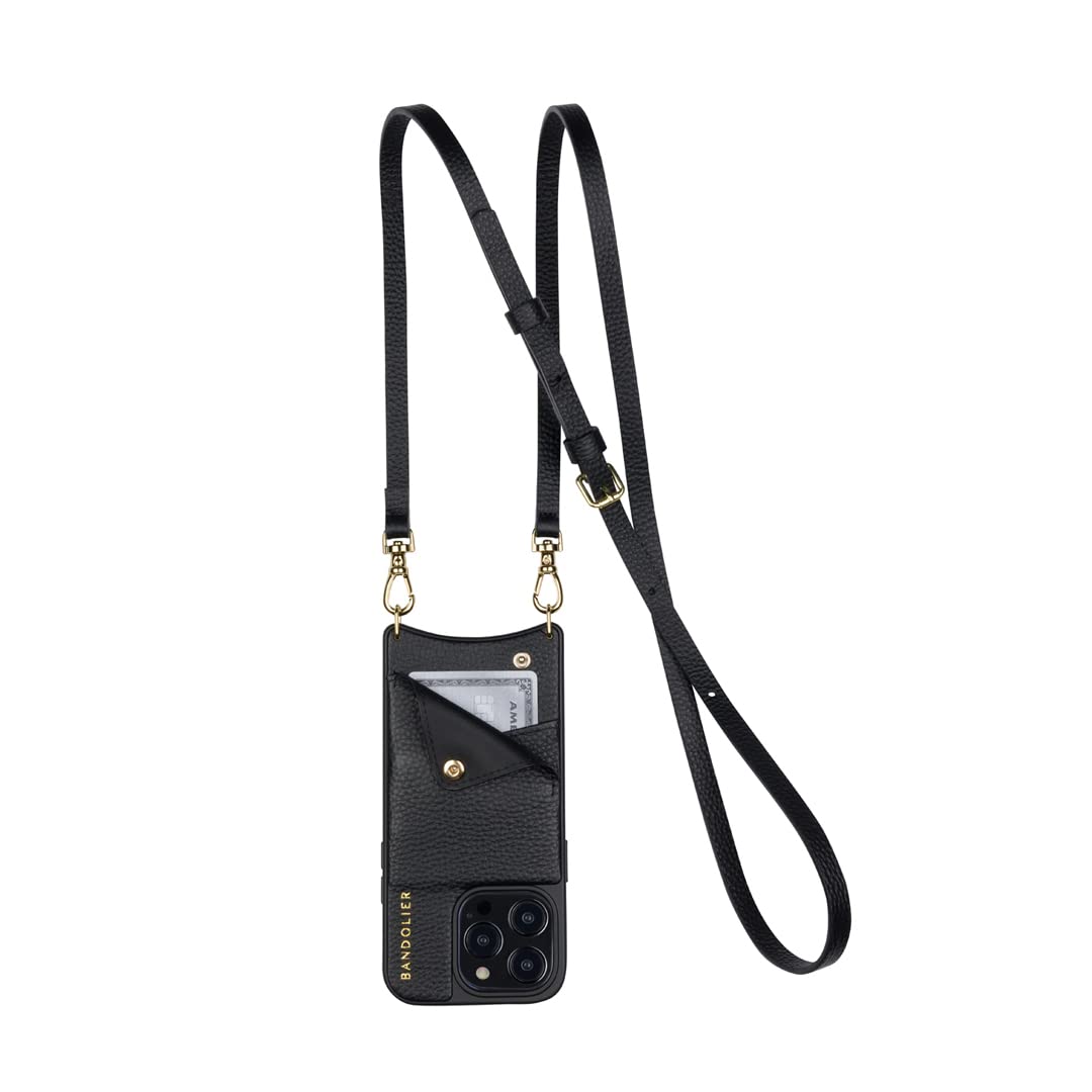 Bandolier Emma Crossbody and Expanded Zip Pouch Set - for iPhone 14 Pro - Black/Gold
