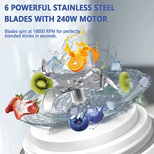 Portable Blender, Personal Size Juicer Blender for Shakes and Smoothies 20 Oz Travel Blender USB Rechargeable Mini Blender with 6 Blade for Home, Kitchen, Office, Sports
