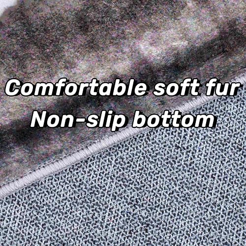 Flame Retardant Fireplace Rugs for Living Room Rugs Machine Washable 4x6 Gray Modern Fluffy Rubber Bedroom Dining Heat Resistant Area Rugs Decor