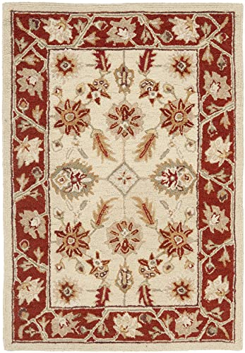 SAFAVIEH Chelsea Collection Accent Rug - 2'6" x 4', Ivory & Rust, Hand-Hooked French Country Wool, Ideal for High Traffic Areas in Entryway, Living Room, Bedroom (HK719A)