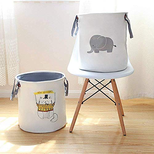 Storage Baskets,Cotton Foldable Round Home Organizer Bin for Baby Nursery,Toys,Laundry,Baby Clothing,Gift Baskets(Elephant)
